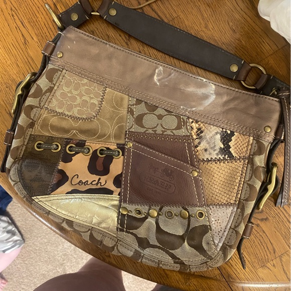 Coach | Bags | Authentic Used Coach Cheetah Print Patchwork Bag Used ...
